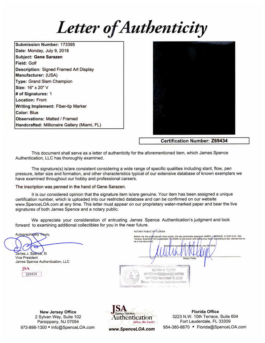 Gene Sarazen B&W Photo with JSA Authenticated Signature from 1935 - 28 – Millionaire Gallery