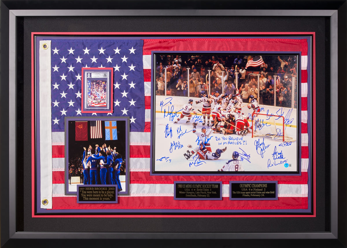 Miracle on Ice with signatures of the team and Coach HErb Brooks - 34 ...