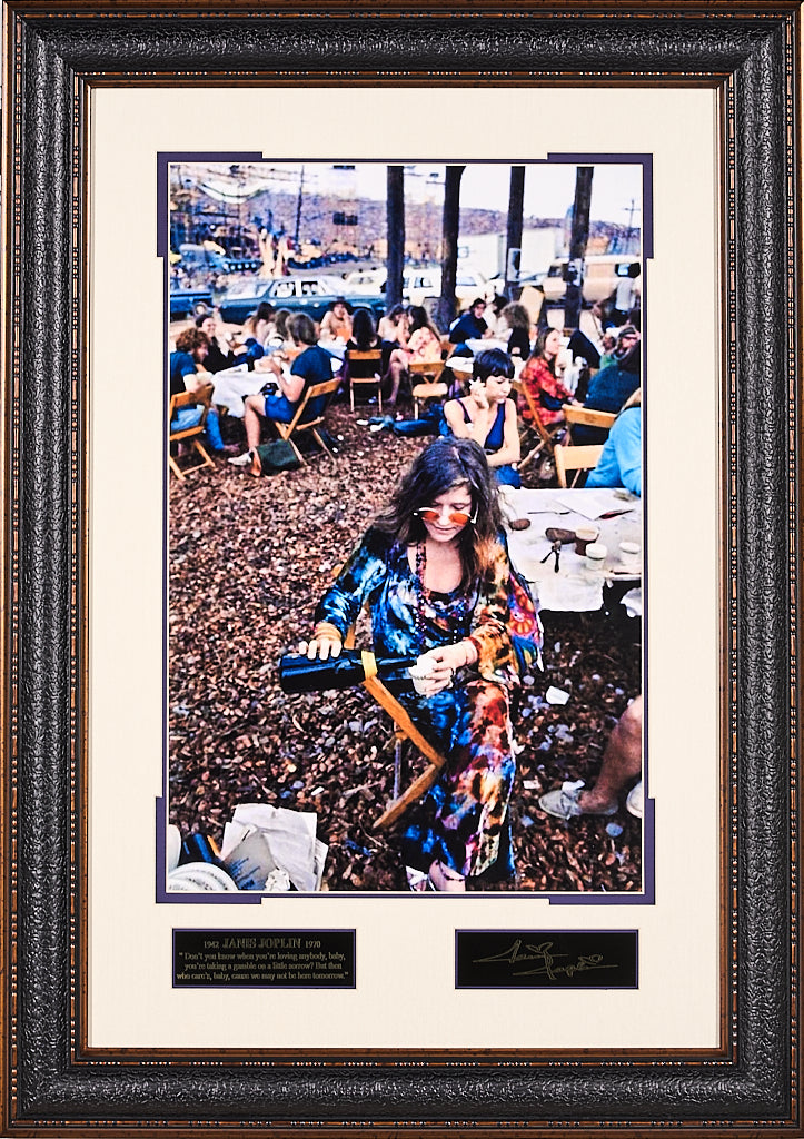 Janis Joplin Taking a Break at Woodstock with Engraved Signature - 23 ...