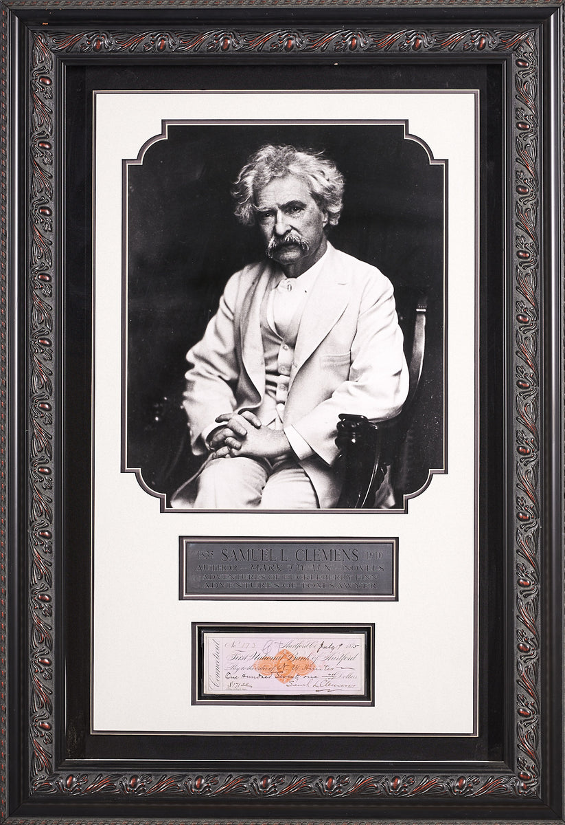Samuel Clements - Mark Twain with an authenticated signed check - 28"x ...