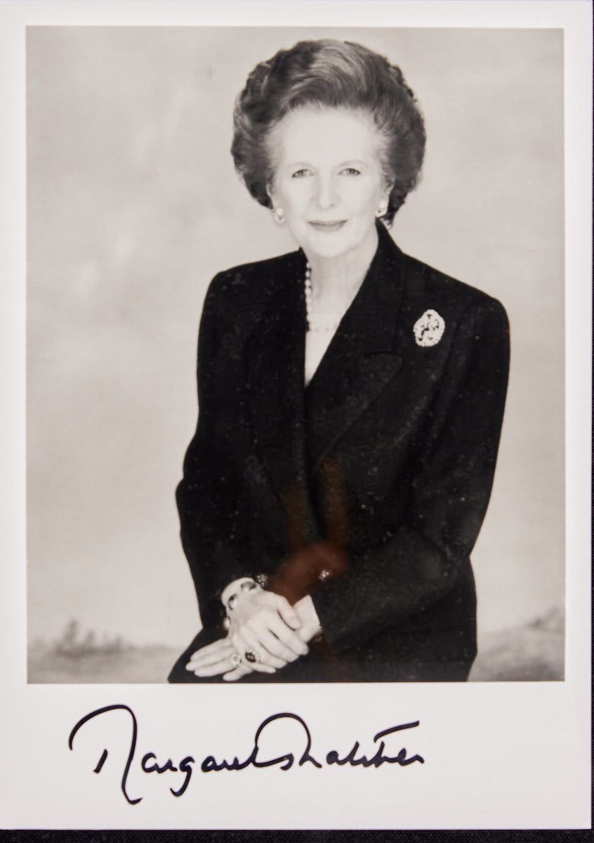 Prime Minister Margaret Thatcher Signed Portrait Framed JSA 21x39 ...