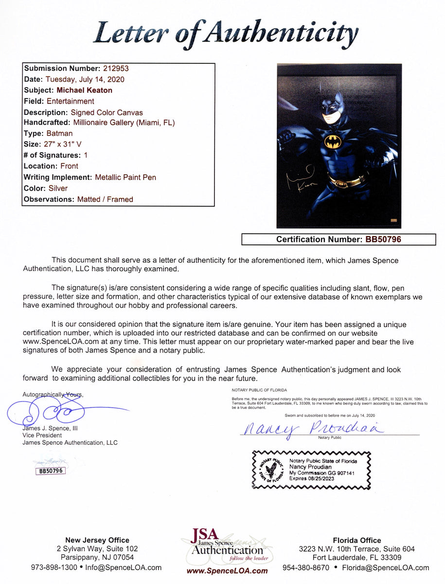 Limited Autographed Batman Canvas Display Signed by Michael Keaton ...