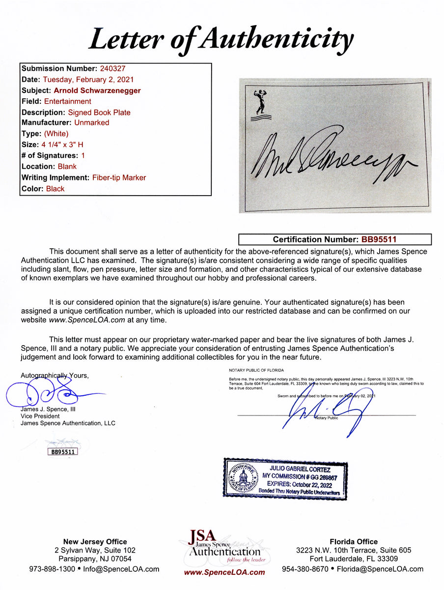 Arnold Schwarzenegger as The Terminator with JSA Authenticated Signatu ...