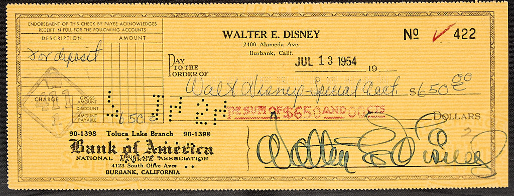 Walt Disney Print with a PSA Authenticated Signed Check – Millionaire ...