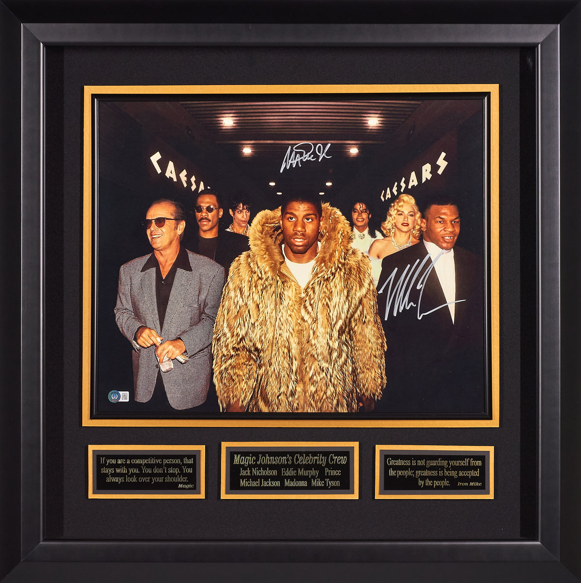 Magic Johnson. Mike Tyson and His Celebrity Crew with Dual PSA Signatu ...