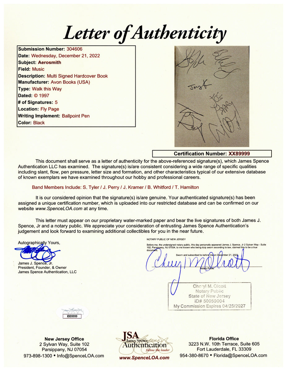 Aerosmith Walk This Way with JSA Authenticated Signatures – Millionaire ...
