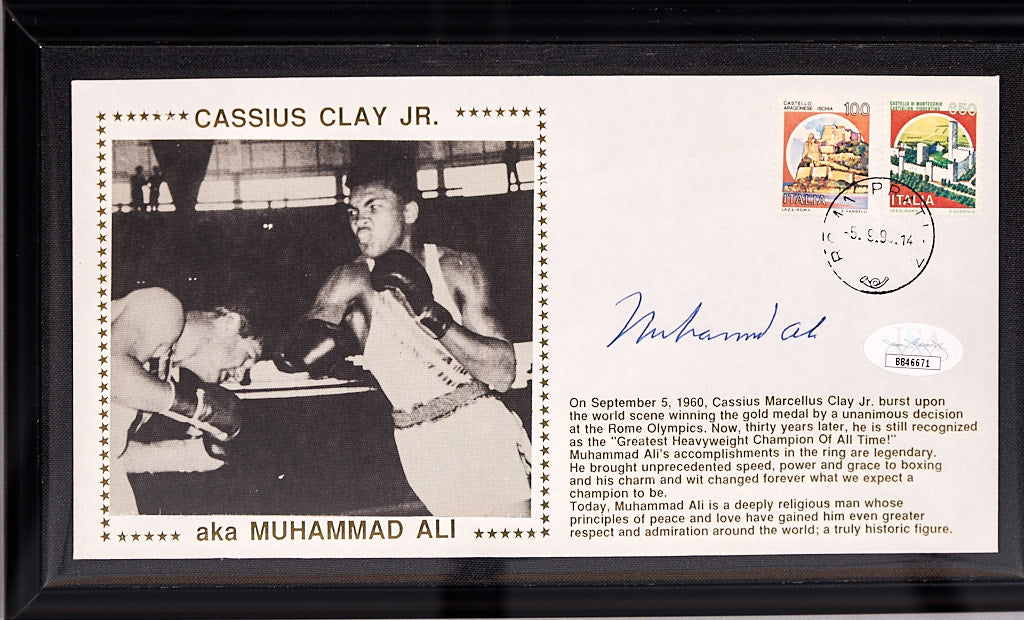 Muhammad Ali training underwater in a pool with a Signed Cachet - JSA ...