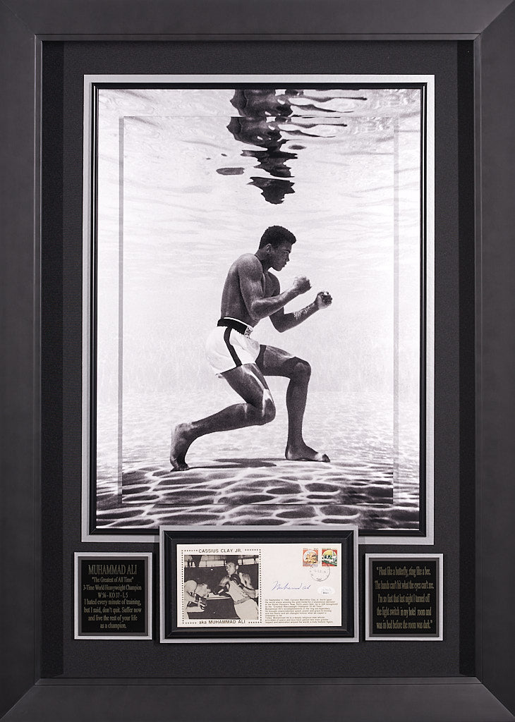Muhammad Ali training underwater in a pool with a Signed Cachet - JSA ...