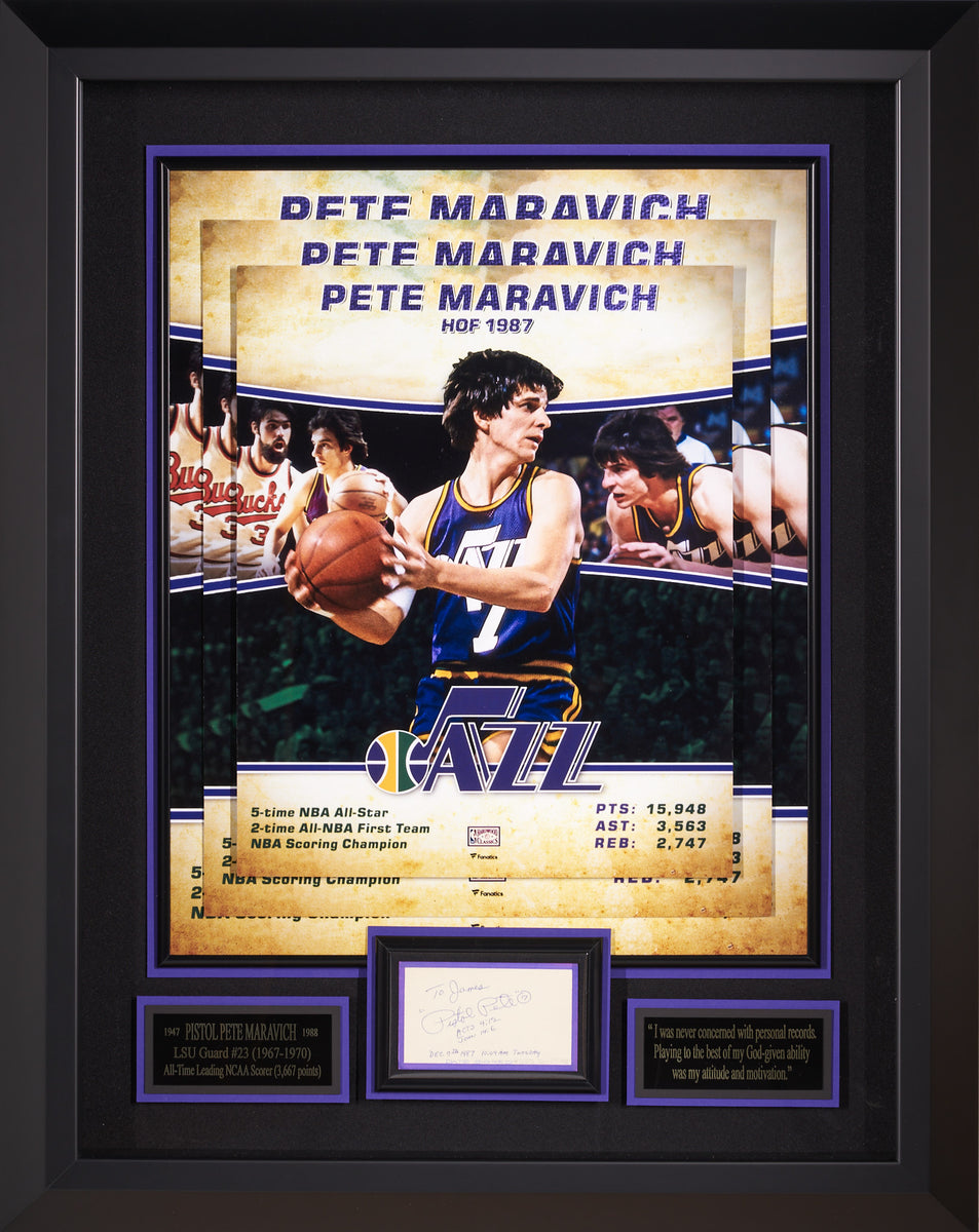Pete Maravich Signed Card with Bible Verses and date signed and authen ...