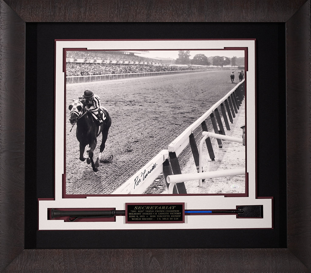 Secretariat GOAT Belmont Stakes B&W with JSA Authenticated signature f ...