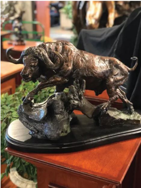 Mbogo Bronze Statue by artist Lorenzo Ghiglieri – Millionaire Gallery
