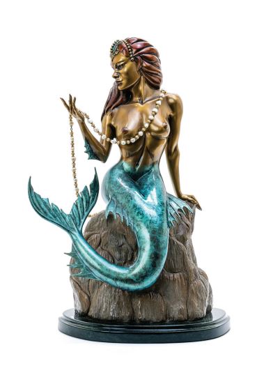 Mermaid Pearls Bronze Statue by artist Bill Toma – Millionaire Gallery