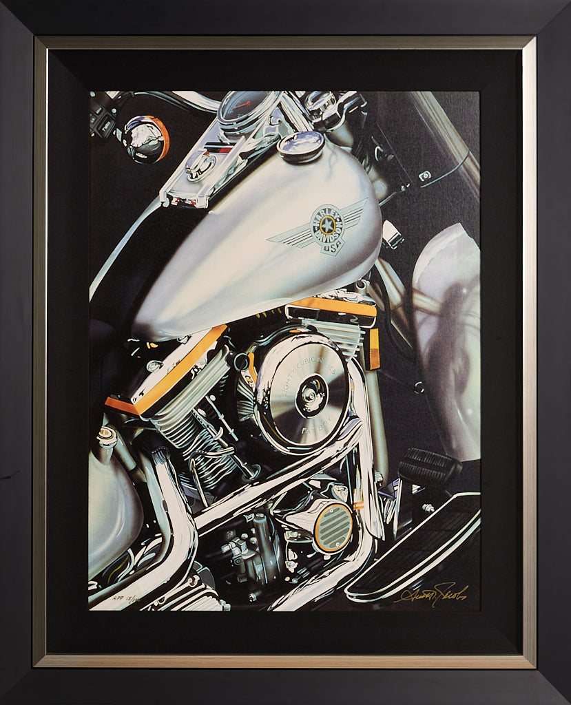 "Fat Boy" 15/100 Limited Painting Signed by Harley Davidson Artist, Sc ...