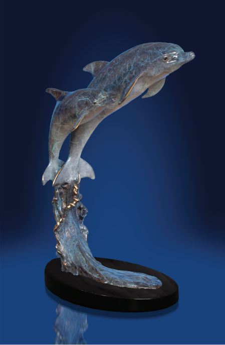 The Dolphin Bronze Statue by artist Laran Ghiglieri – Millionaire Gallery