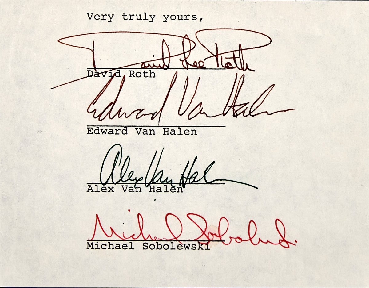 Van Halen with Becket Authenticated signatures of the band members and ...