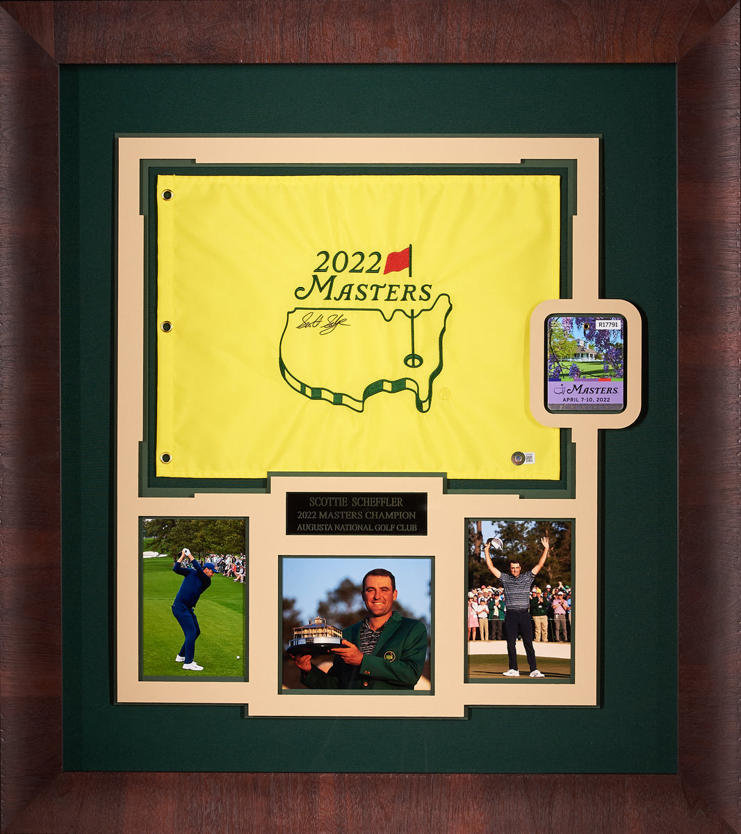 2022 Masters Signed Flag with ticket and photos of Scott Scheffler ...