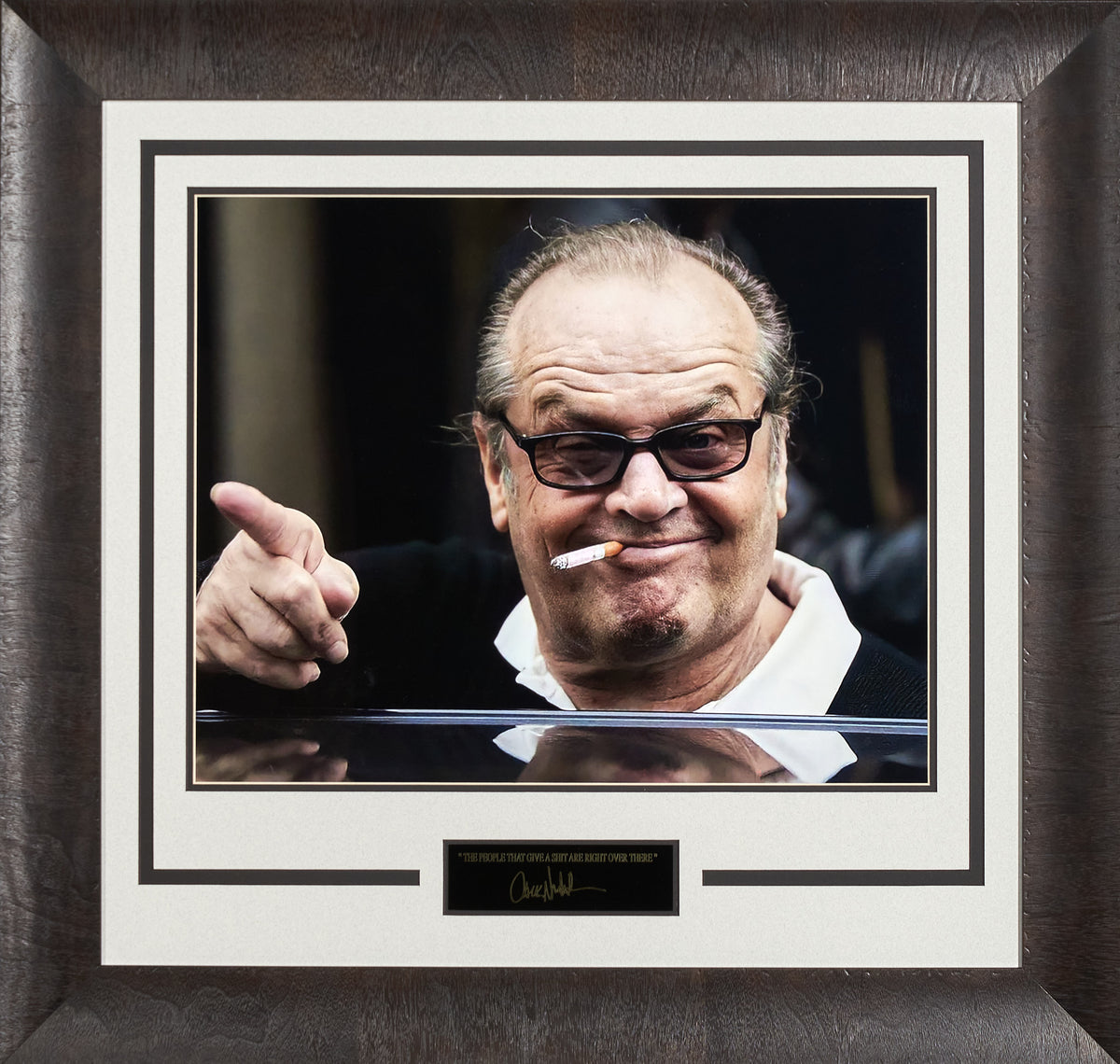 Wood Framed and Matted Jack Nicholson Unsigned Photo with Engraved Pla ...