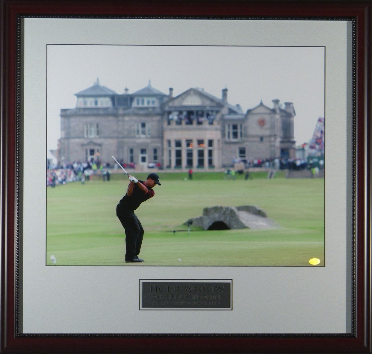 Tiger Woods hitting over Swilken Bridge – Millionaire Gallery